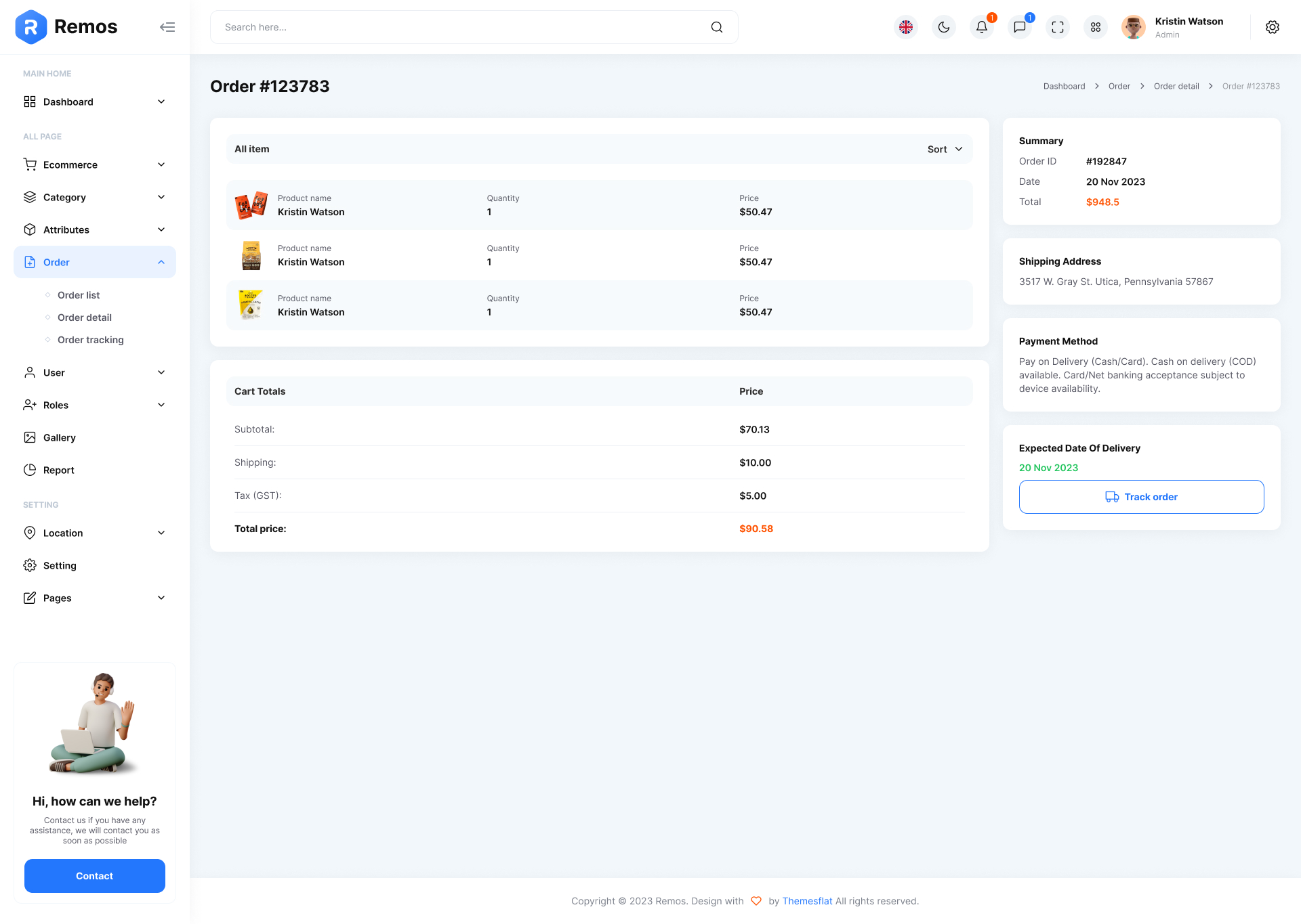 Remos eCommerce Admin Dashboard Figma Template by themesflat | ThemeForest
